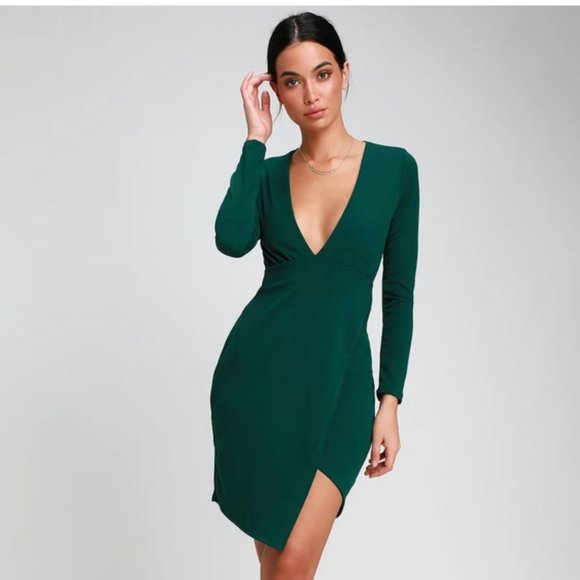 Lulus | Dresses | Lulus Emerald Green Long Sleeve Bodycon Dress | Poshmark